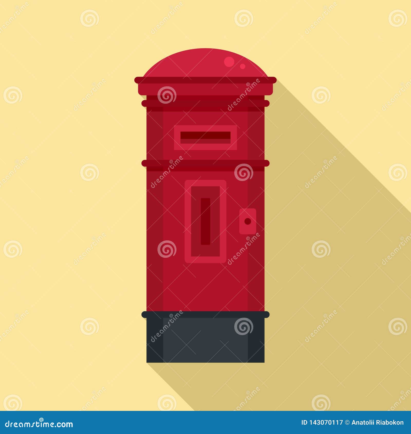 Red Street Post Box Icon, Flat Style Stock Vector - Illustration of ...