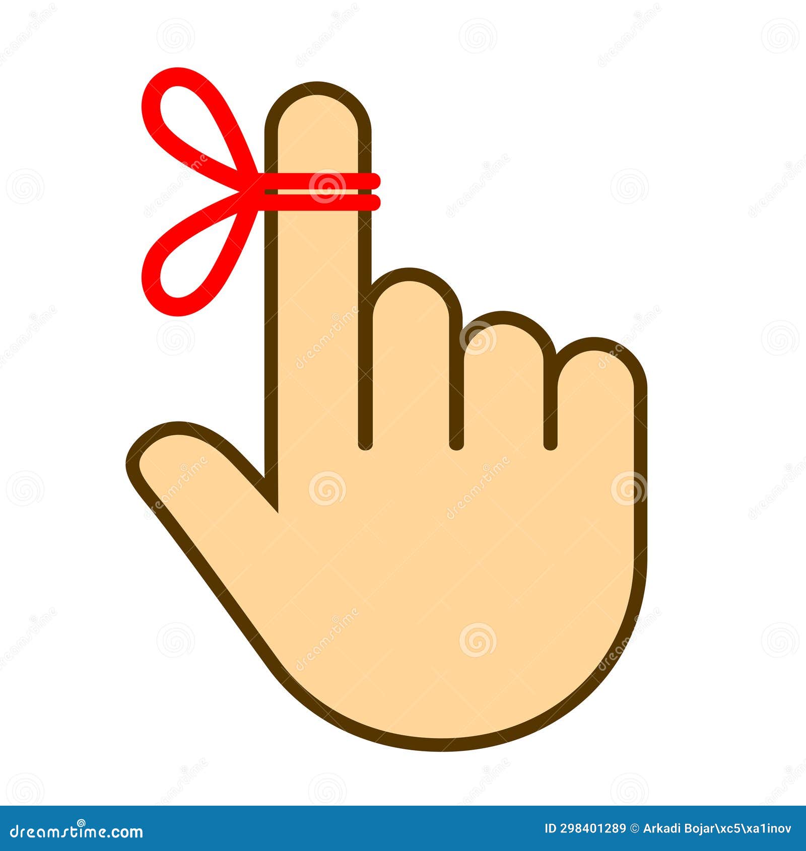 Red String Around Finger, Don T Forget Concept Stock Vector ...