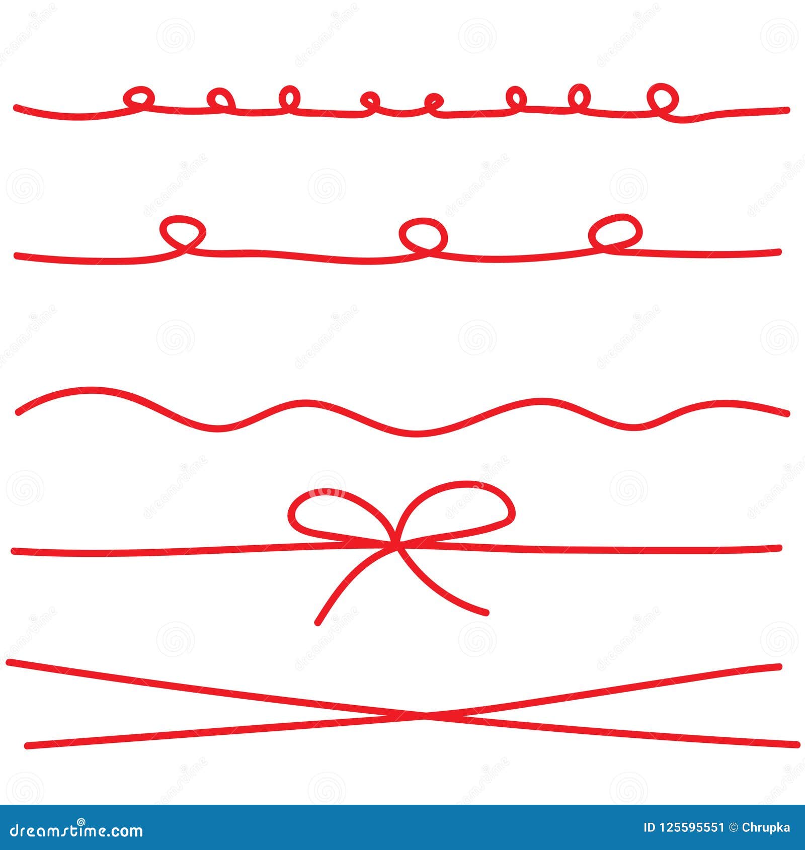 Red string ribbons set stock vector. Illustration of symbol - 125595551