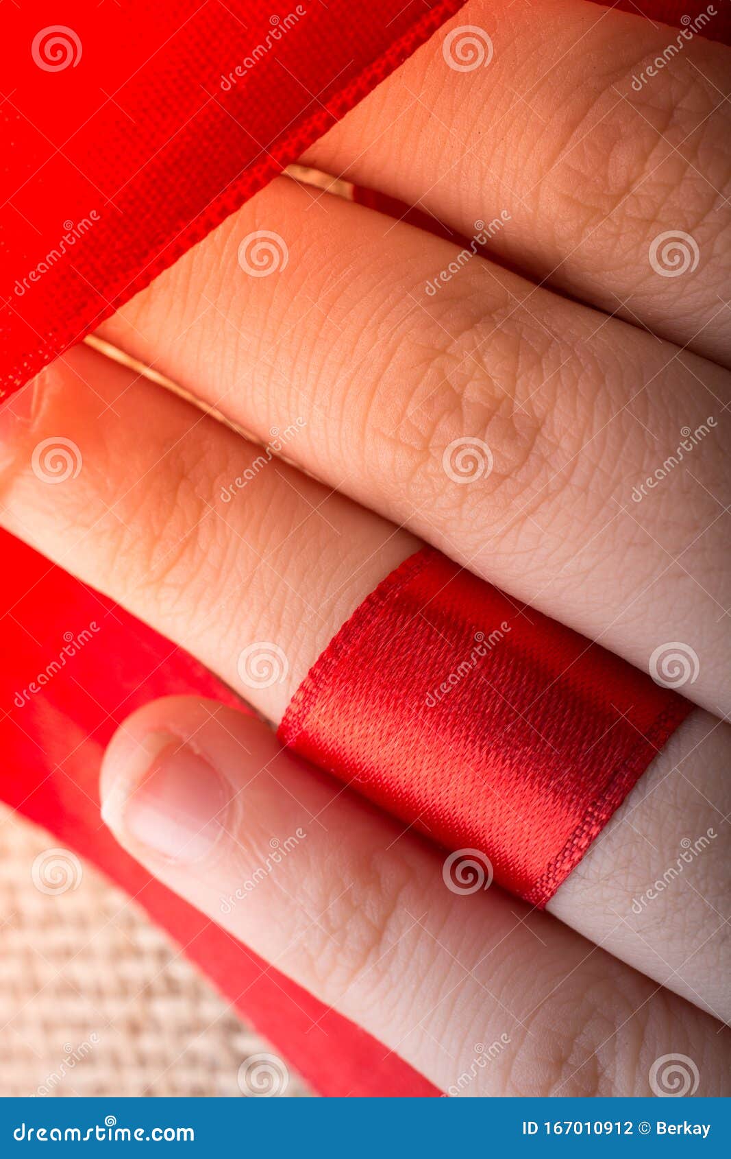 Red String Tied Around Ring Finger Stock Photo - Image of finger, ring ...