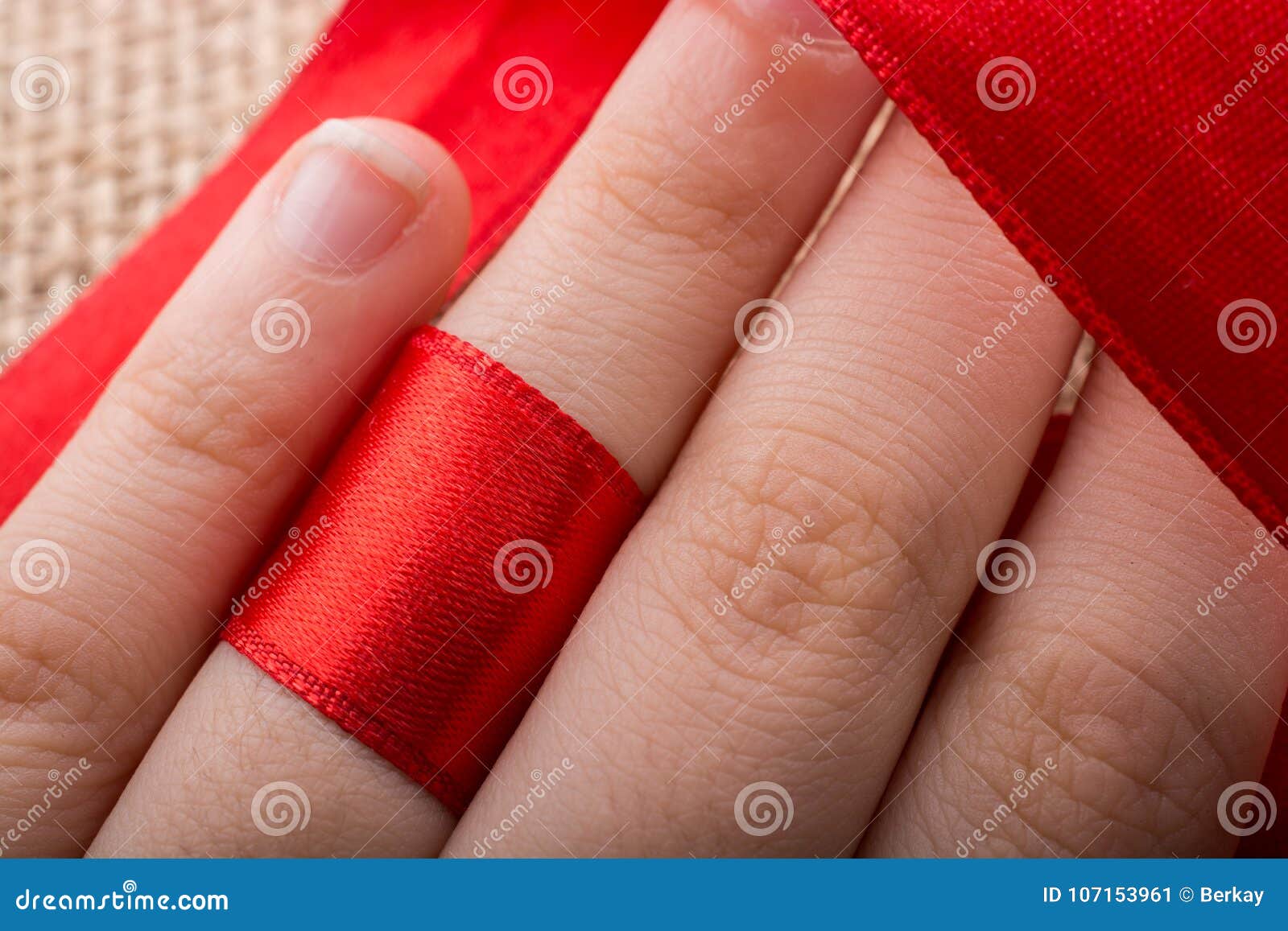 Red String Tied Around Ring Finger Stock Image - Image of fingers, tied ...
