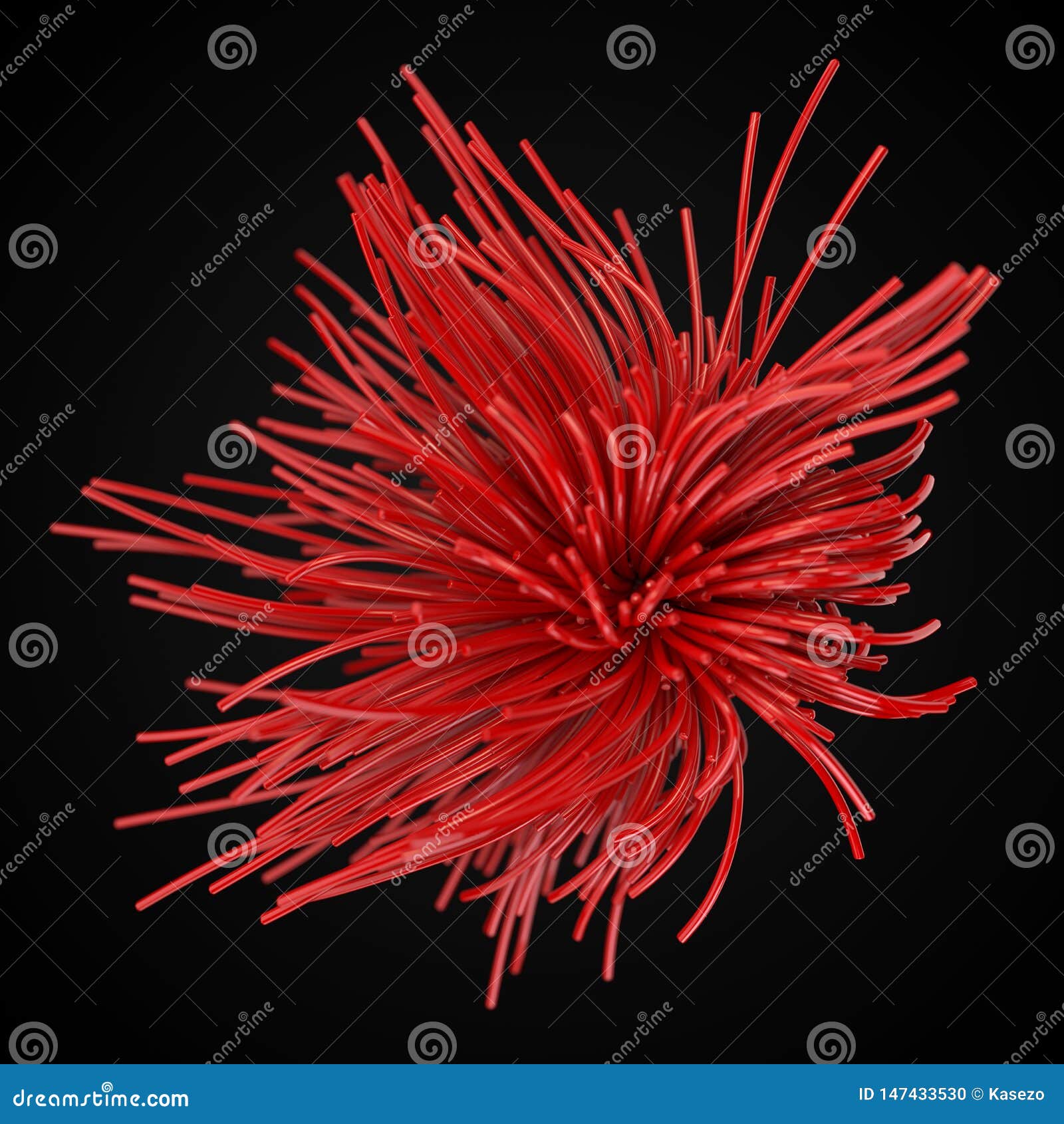 Red Strings Flowing on Air. 3d Illustration with Black Background Stock ...