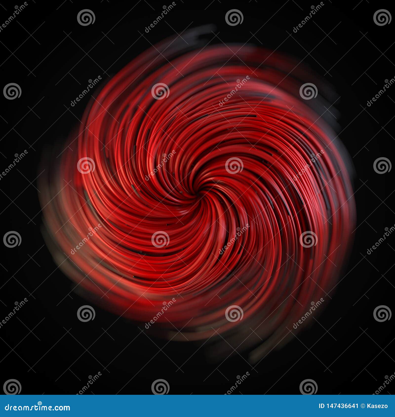 Red Strings Growing and Twisting on Air. 3d Illustration with Black ...