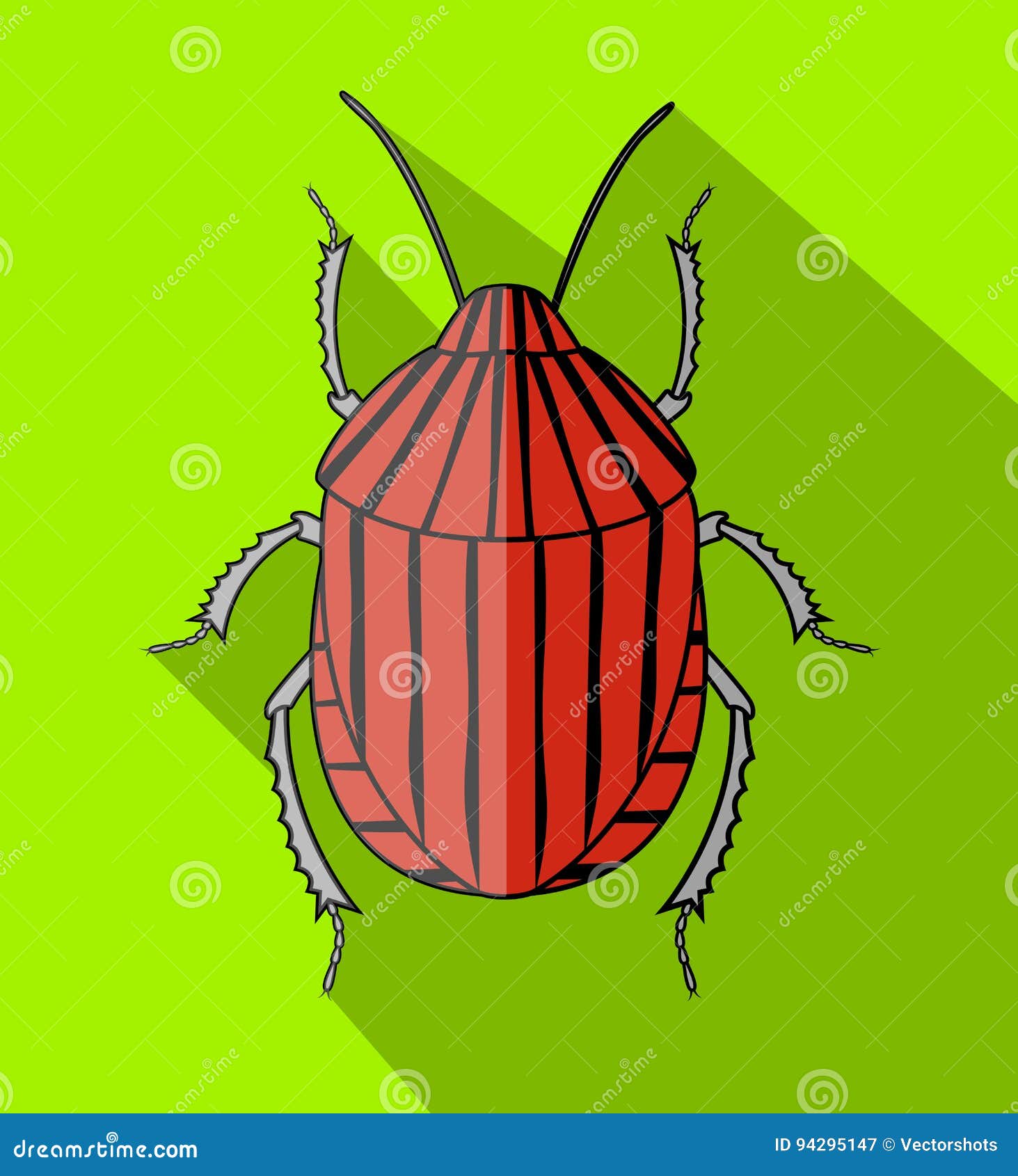 Red Striped Beetle Insect stock vector. Illustration of flat - 94295147