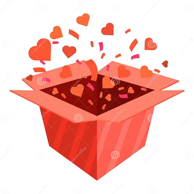 Red Striped Box Exploding with Love for Valentine& X27;s Day Stock ...