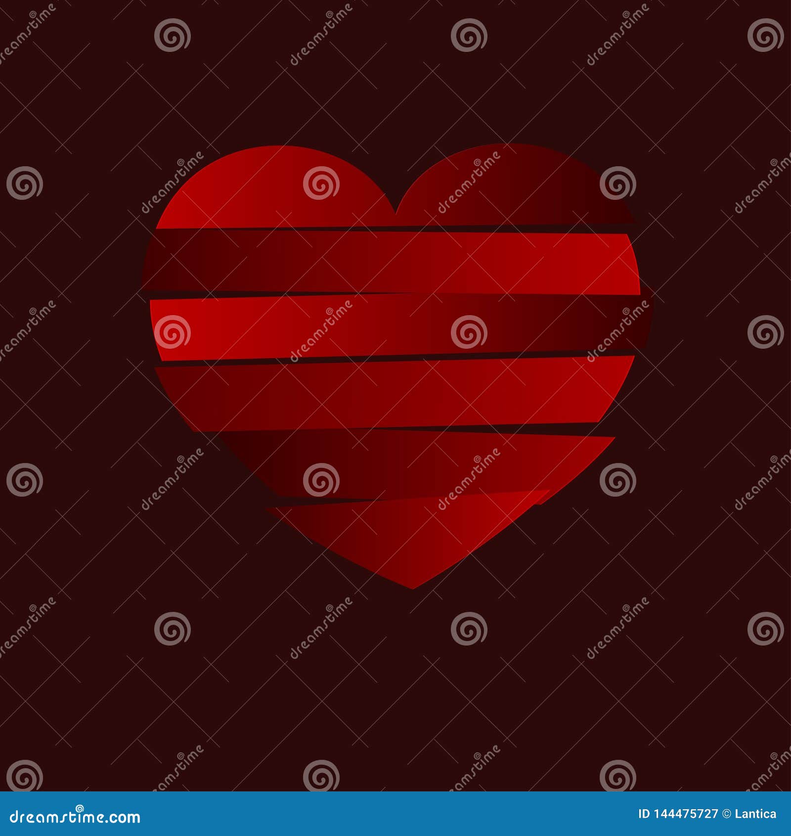 Red Striped Heart - Unusual Style Design for Greeting. Stock Vector ...