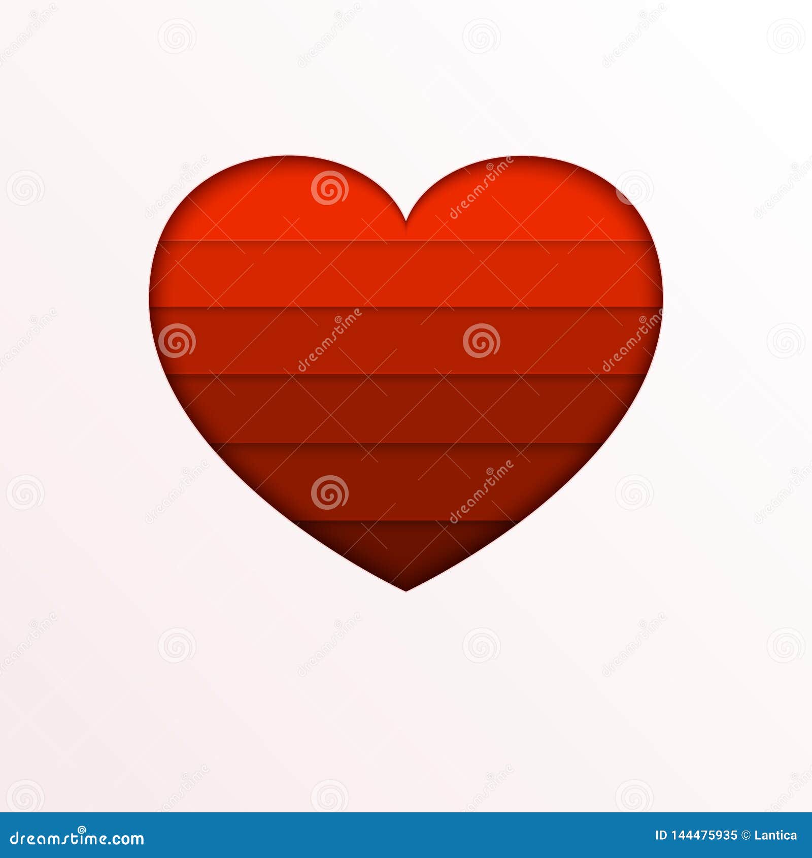 Red Striped Heart - Unusual Style Design for Greeting. Stock Vector ...