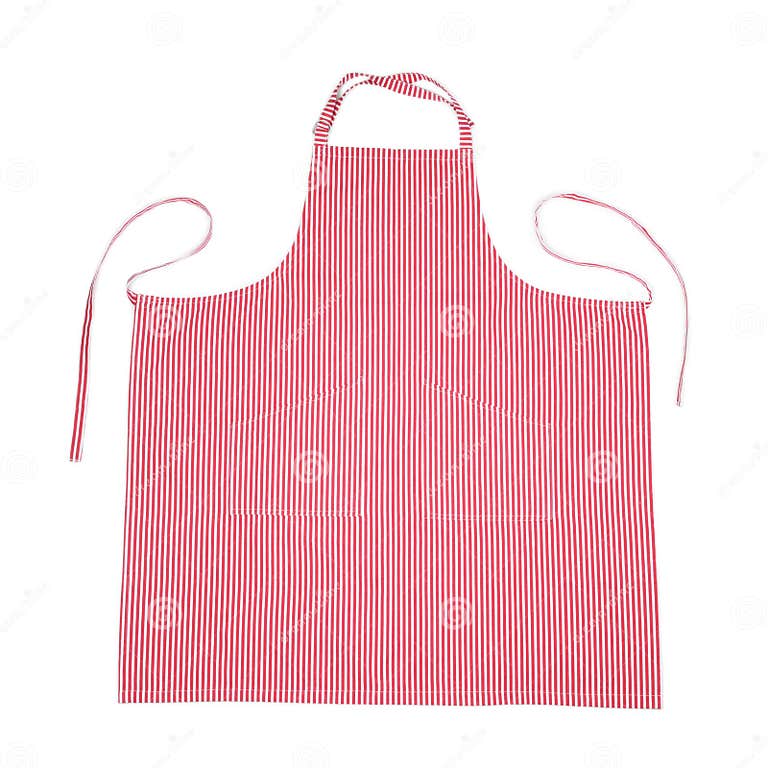 Red Striped Kitchen Apron Isolated on White Stock Image - Image of ...