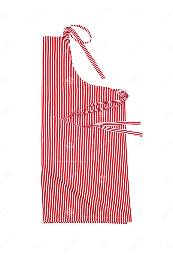 Red Striped Kitchen Apron Isolated on White Stock Photo - Image of ...