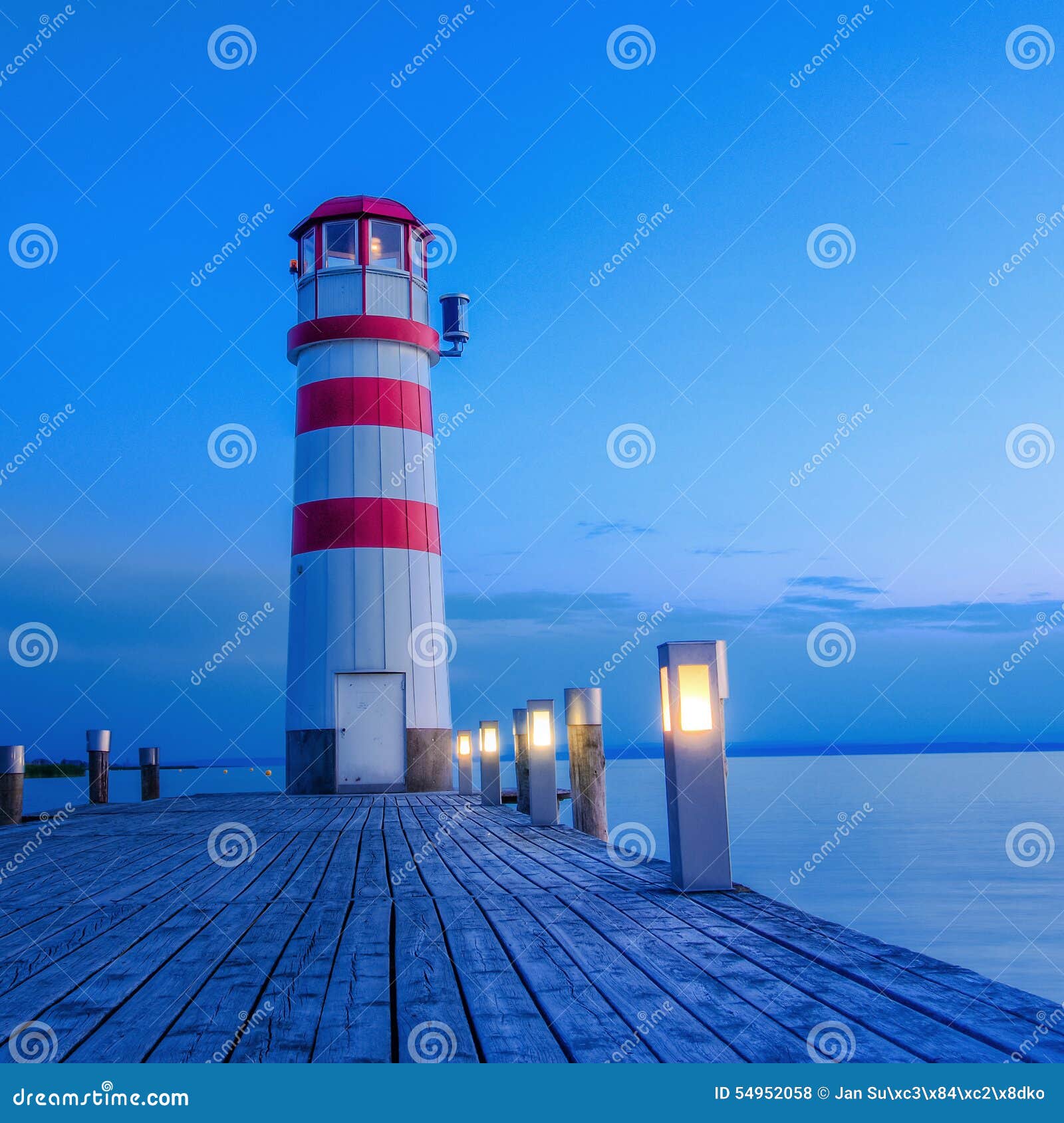 Red striped lighthouse stock photo. Image of calmly, podersdorf - 54952058