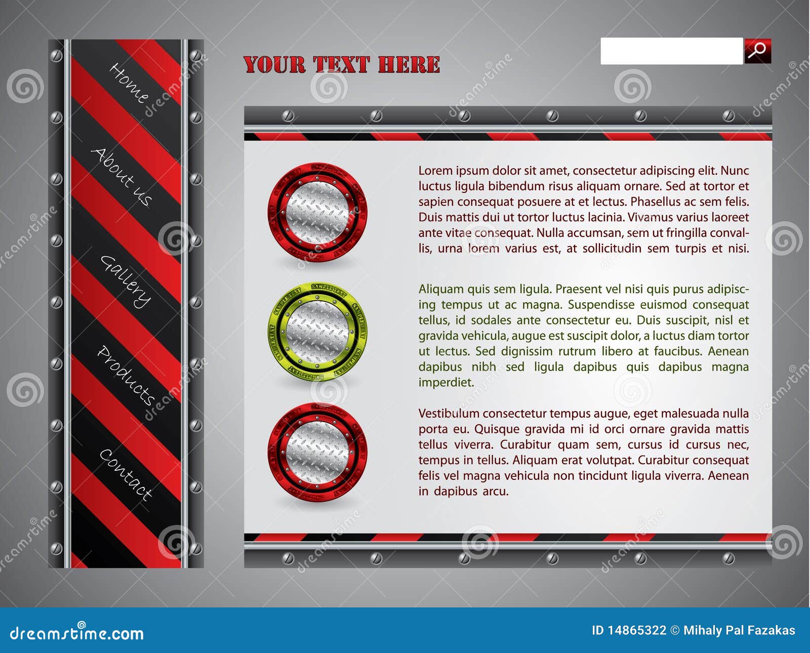 Red Striped Website Template Stock Vector - Illustration of page, icon ...