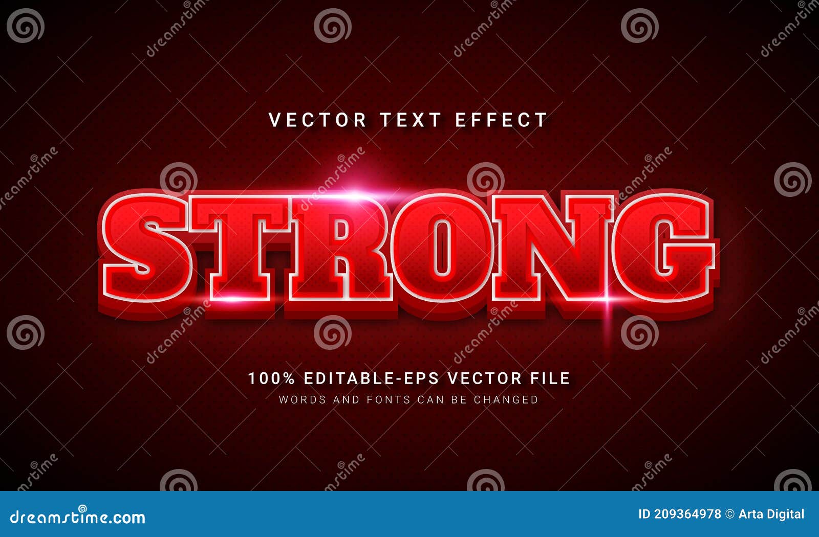 Red Strong 3d Text Style Effect Stock Vector - Illustration of alphabet ...