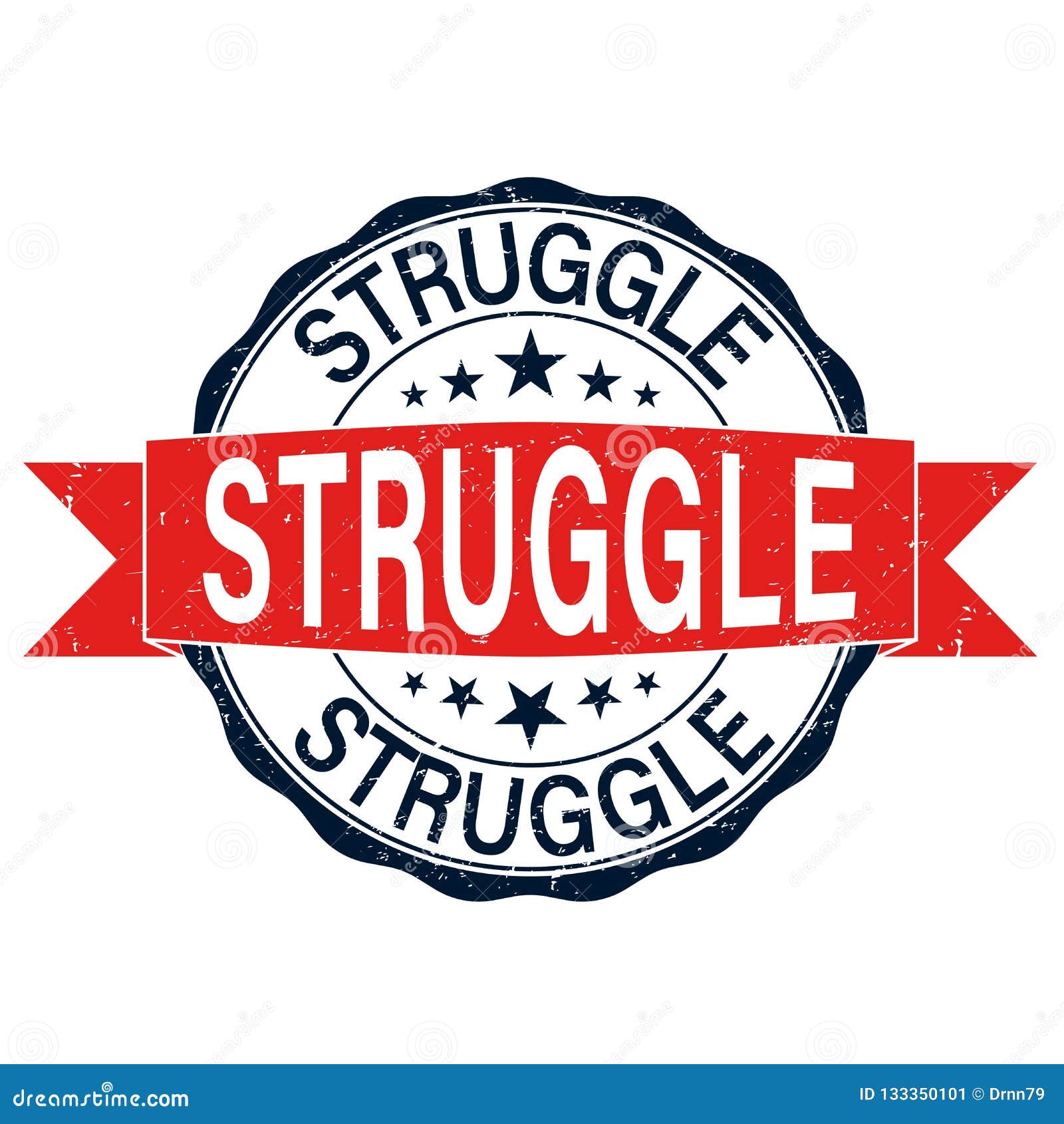 Red Struggle Rubber Web Stamp with Stars Stock Illustration ...