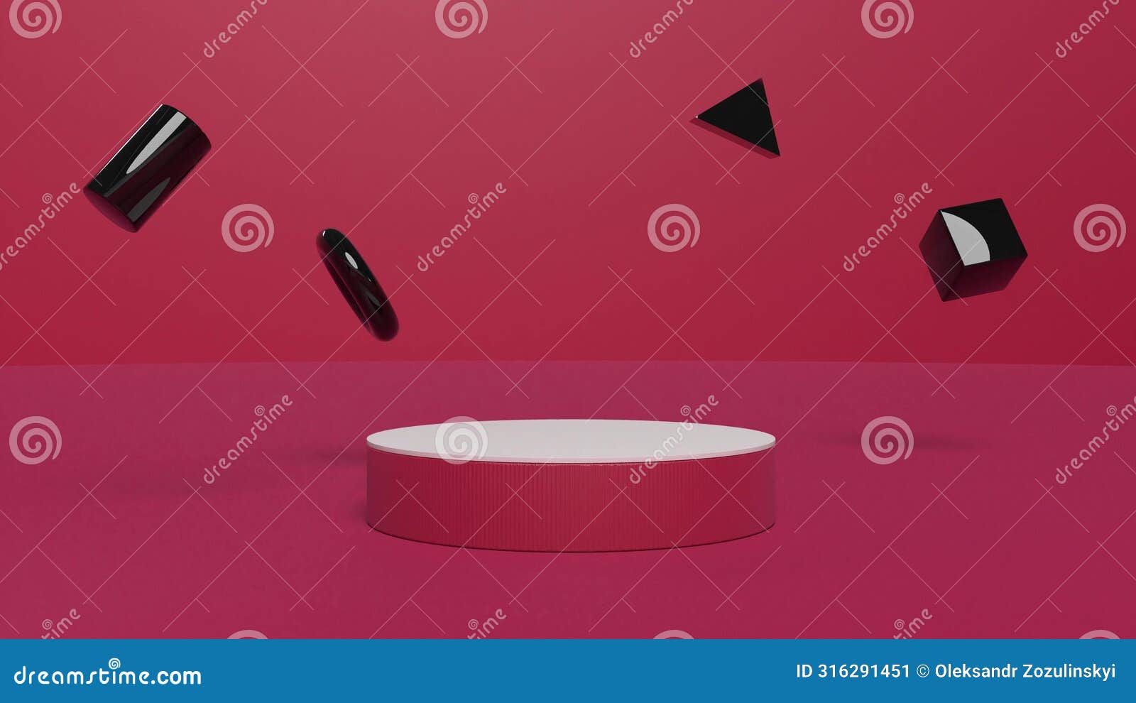 Red Studio Floor and Wall and Round Stage Intro 3d Stock Illustration ...