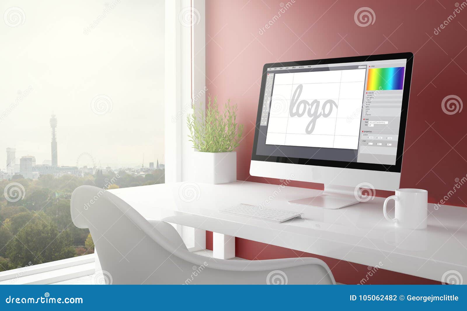 Red Studio with Logo Design Software Computer Stock Photo - Image of ...