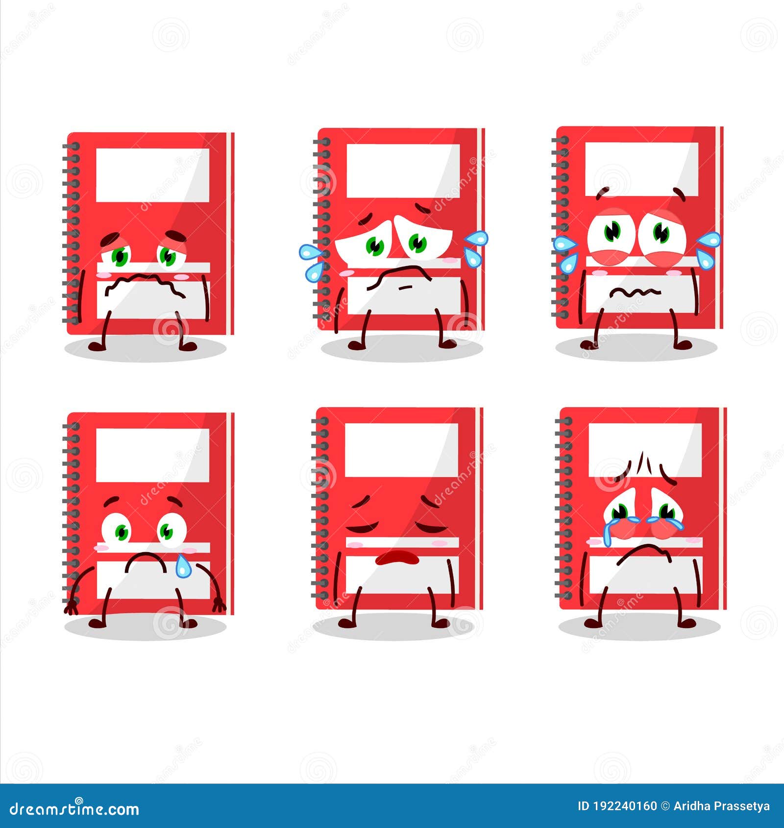 Red Study Book Cartoon Character with Sad Expression Stock Vector ...