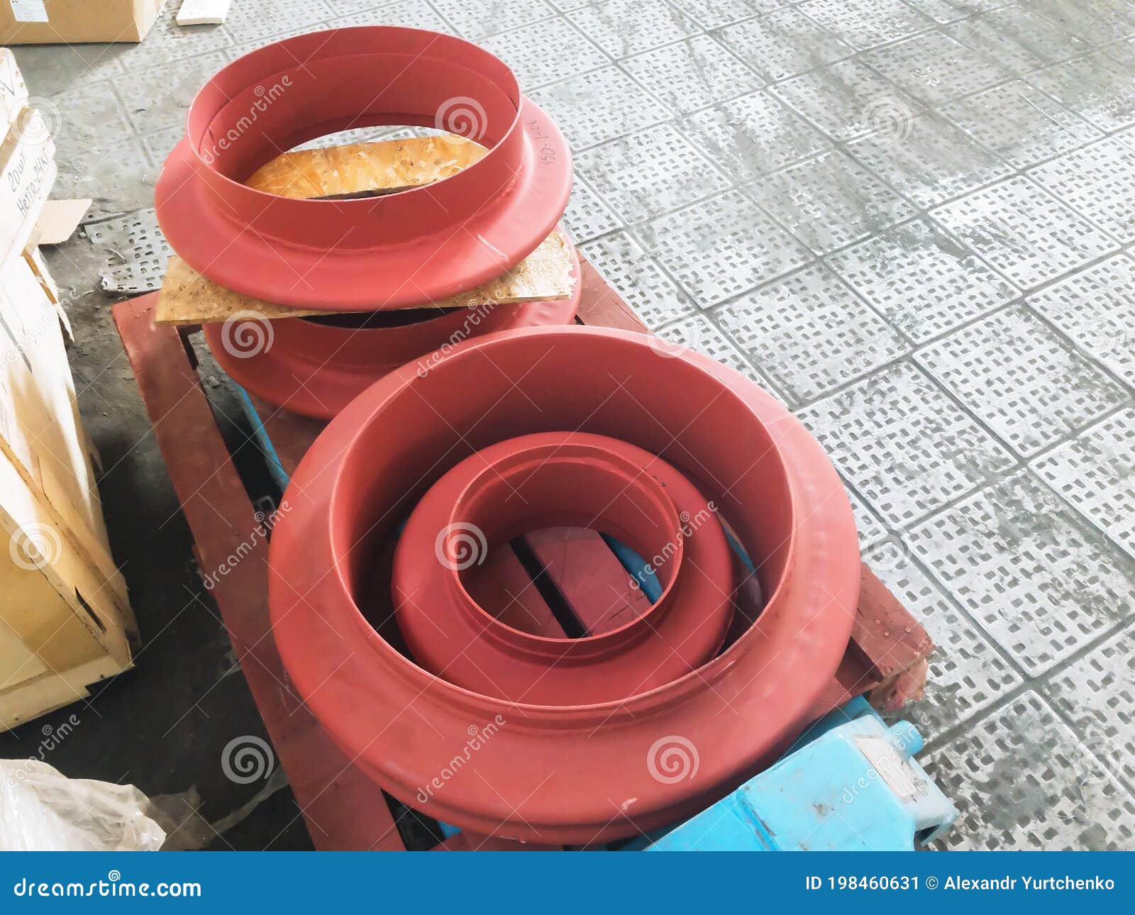 Red Stuffing Boxes On Concrete Floor Royalty-Free Stock Photography ...