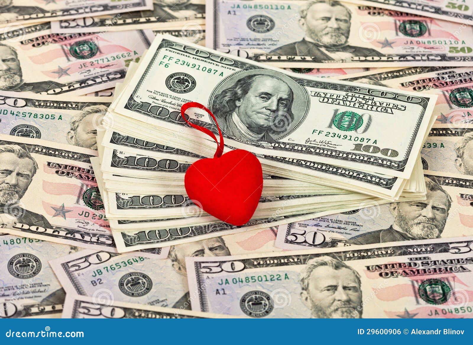 Red Stylized Heart on the Money Stock Photo - Image of capital, gain ...