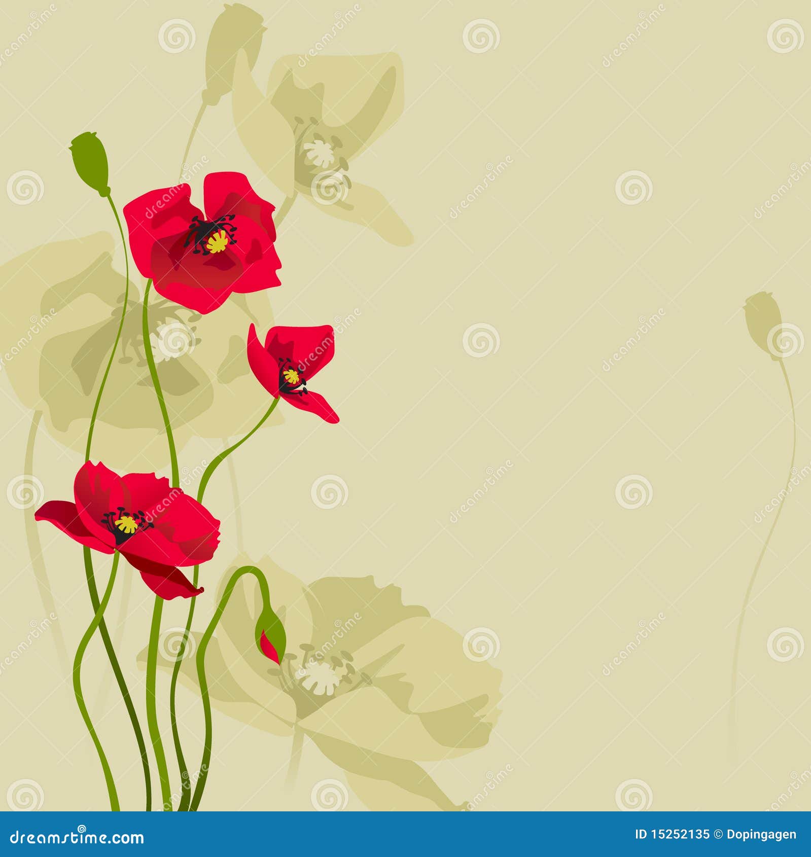 Stylized Poppy Pattern. Vector Seamless Texture. Stock Image ...