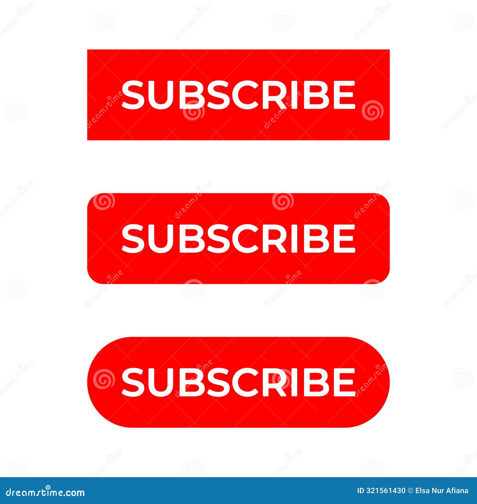Red Subscribe Button Icon Set in Flat Style. Video Channel Subscription ...