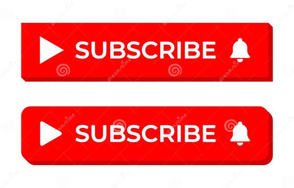Red Subscribe Button Icon Set. Youtube Subscriptions Concept Stock ...
