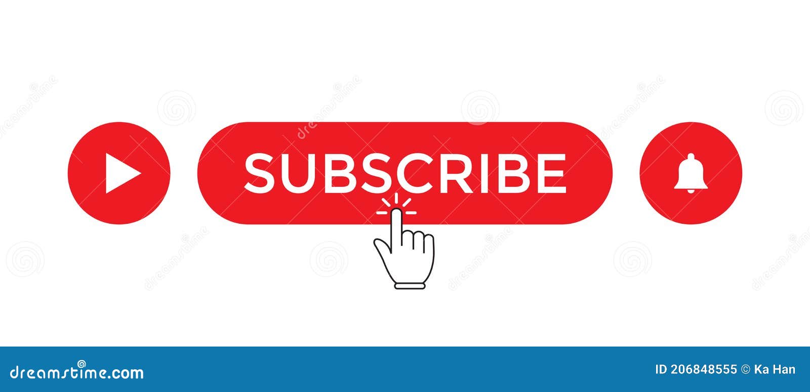 Red Subscribe Button Vector in Flat Style. Icon for Channel Stock ...