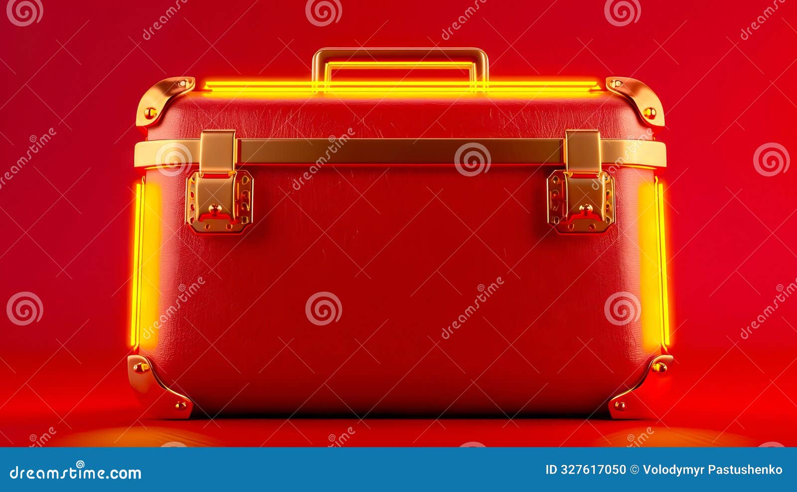 A Red Suitcase with Neon Lights on it Stock Photo - Image of bags, neon ...
