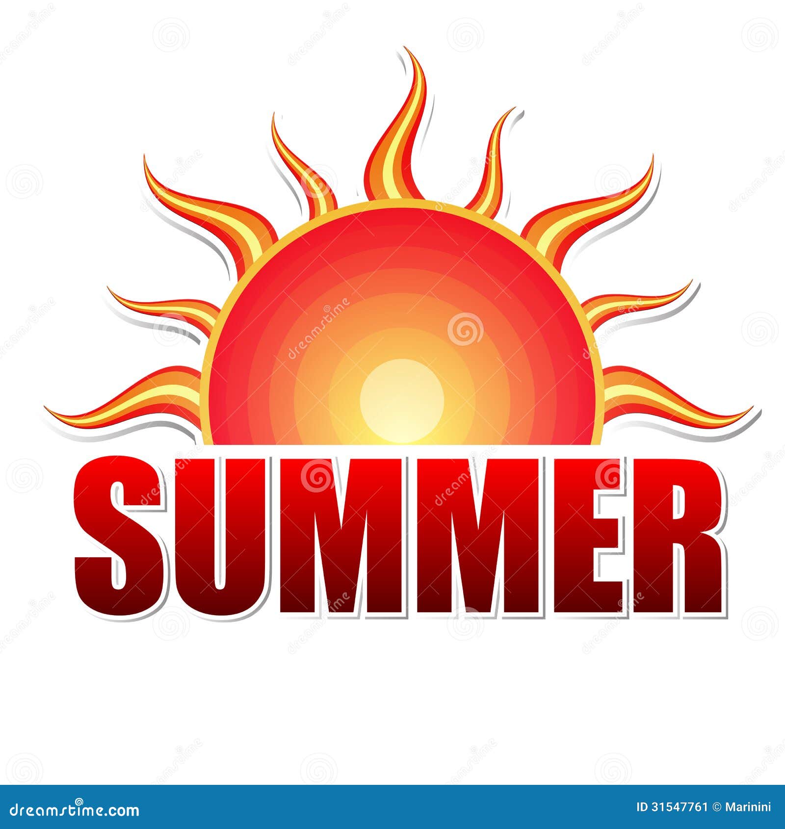 Red summer label with sun stock illustration. Illustration of isolated ...
