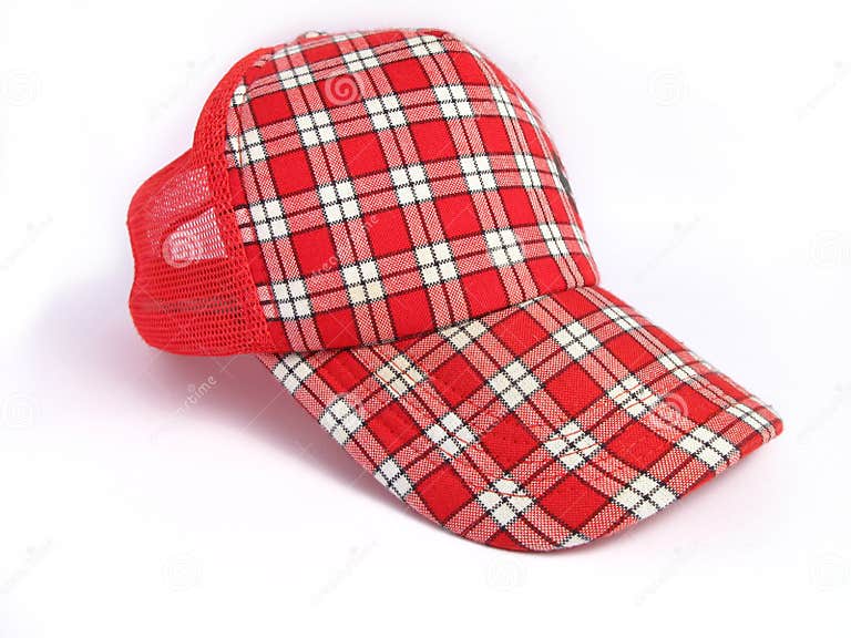 Red Summer Plaid Cap stock photo. Image of outside, girl - 4698428