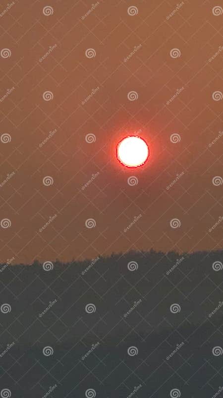 The Red Sun in BC Canada from the Forest Fires Stock Photo - Image of ...