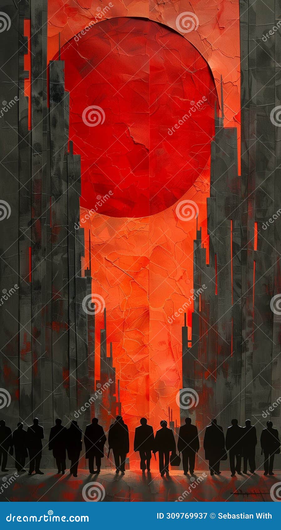 The Red Sun: a Dystopian Abstract Scene Stock Image - Image of ominous ...