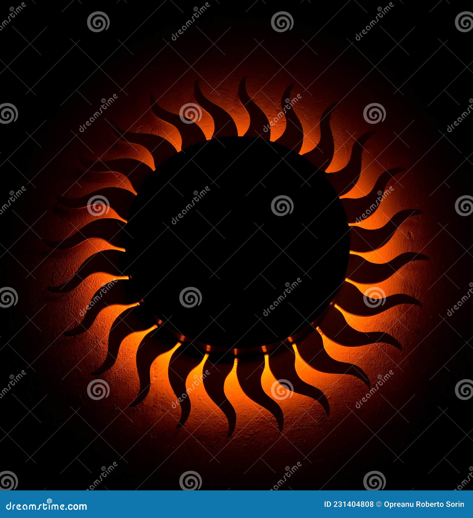 Red Sun with Led on the Wall Stock Illustration - Illustration of ...