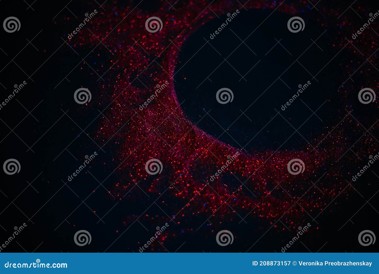 Red Sun Made of Sequins. Scattered Sequins on a Black Background. Space ...