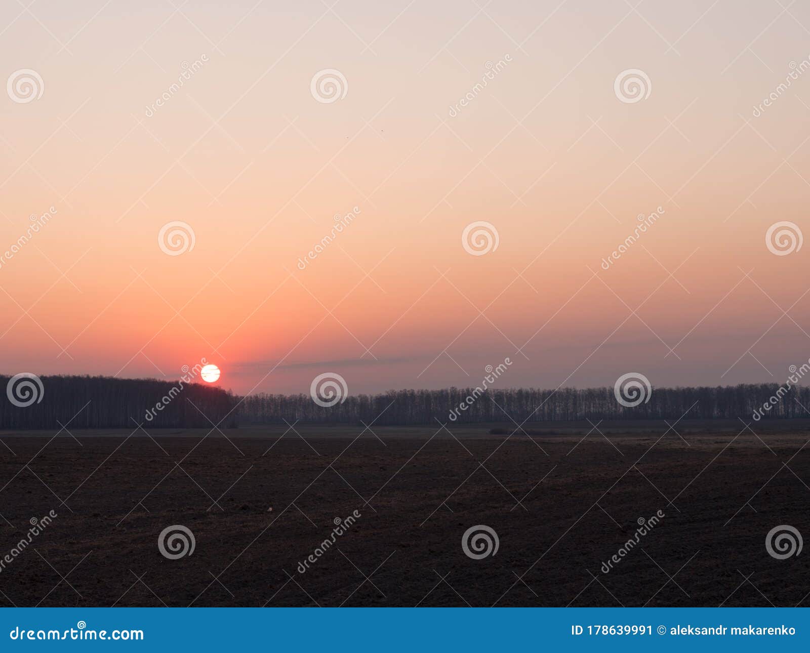 The Red Sun Rises from the Forest at Dawn Stock Image - Image of hill ...