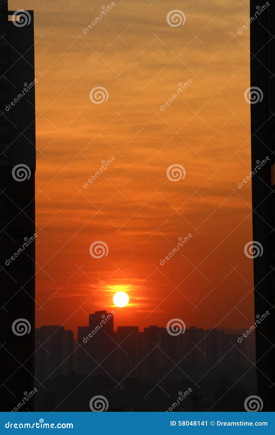 The red sun rises in sky stock image. Image of scenery - 58048141