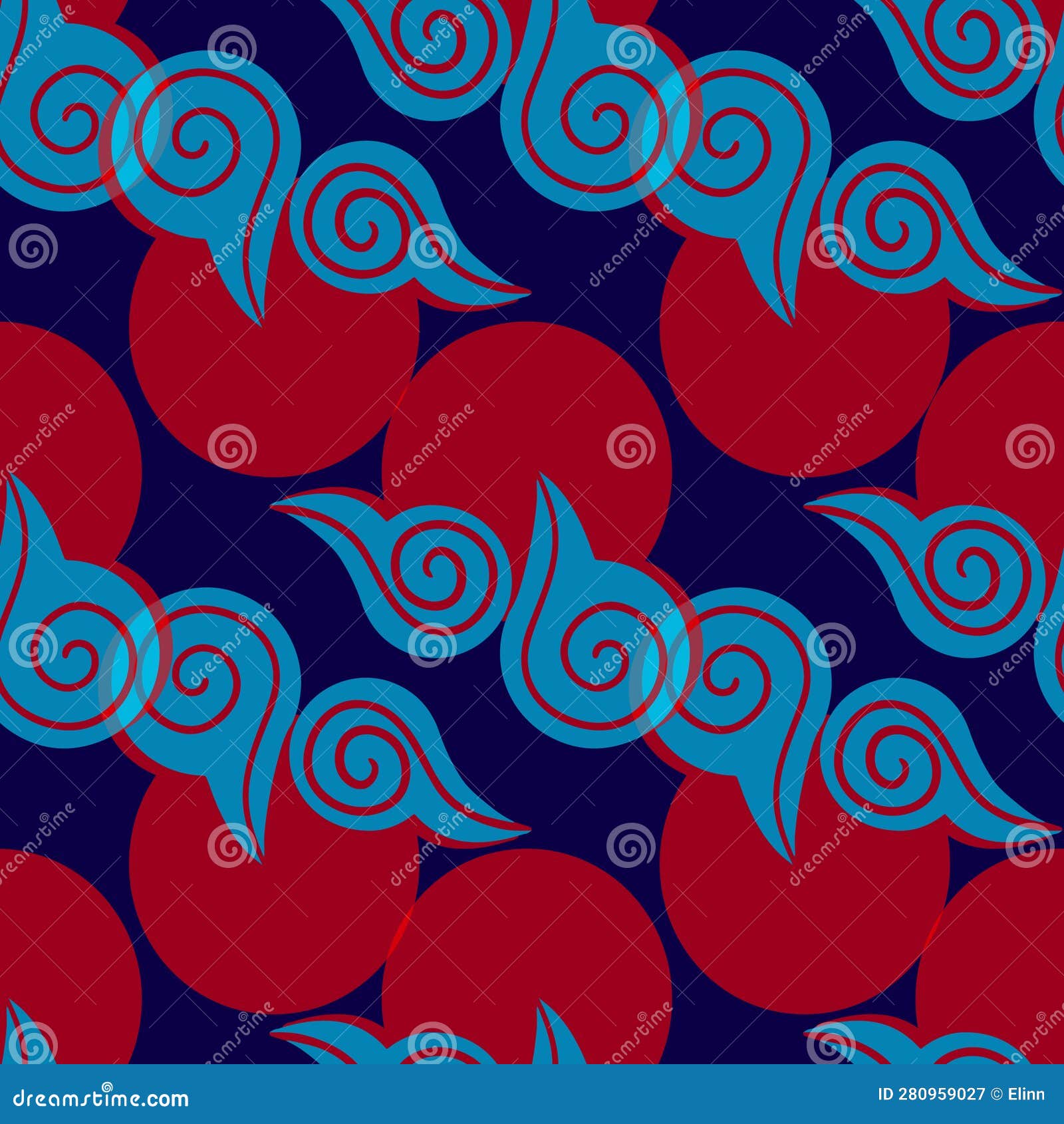 Red Sun and Sea Wave Vector Repeat Pattern Stock Vector - Illustration ...