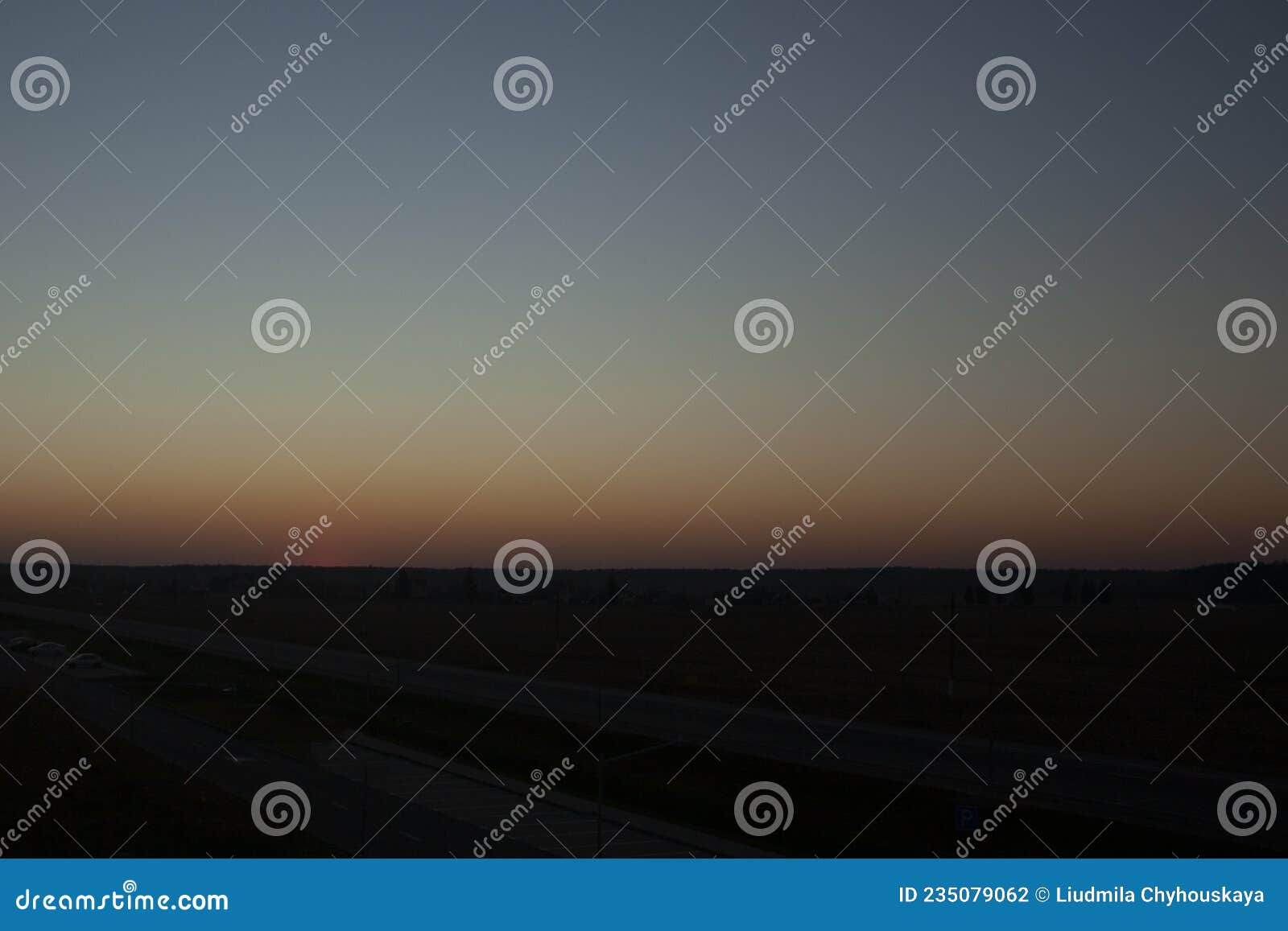 The Red Sun Set Below the Horizon. a Beautiful Sunset in a Clear Sky ...