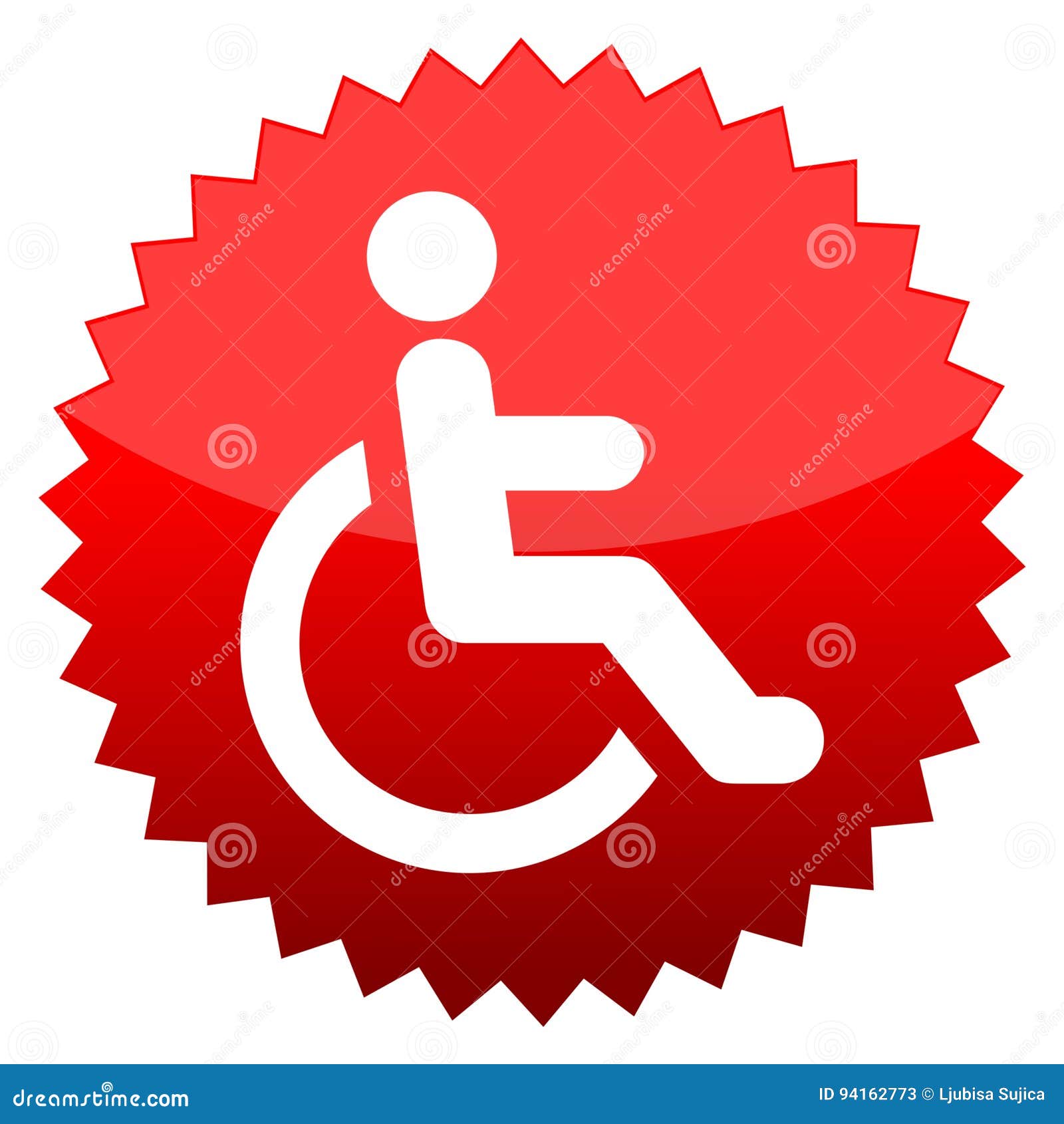 Red Sun Sign Disabled Icon Sign Accessibility Stock Vector ...