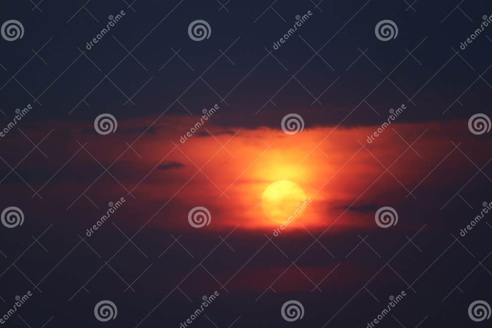 Red sun in the sky stock photo. Image of dusk, evening - 227432480