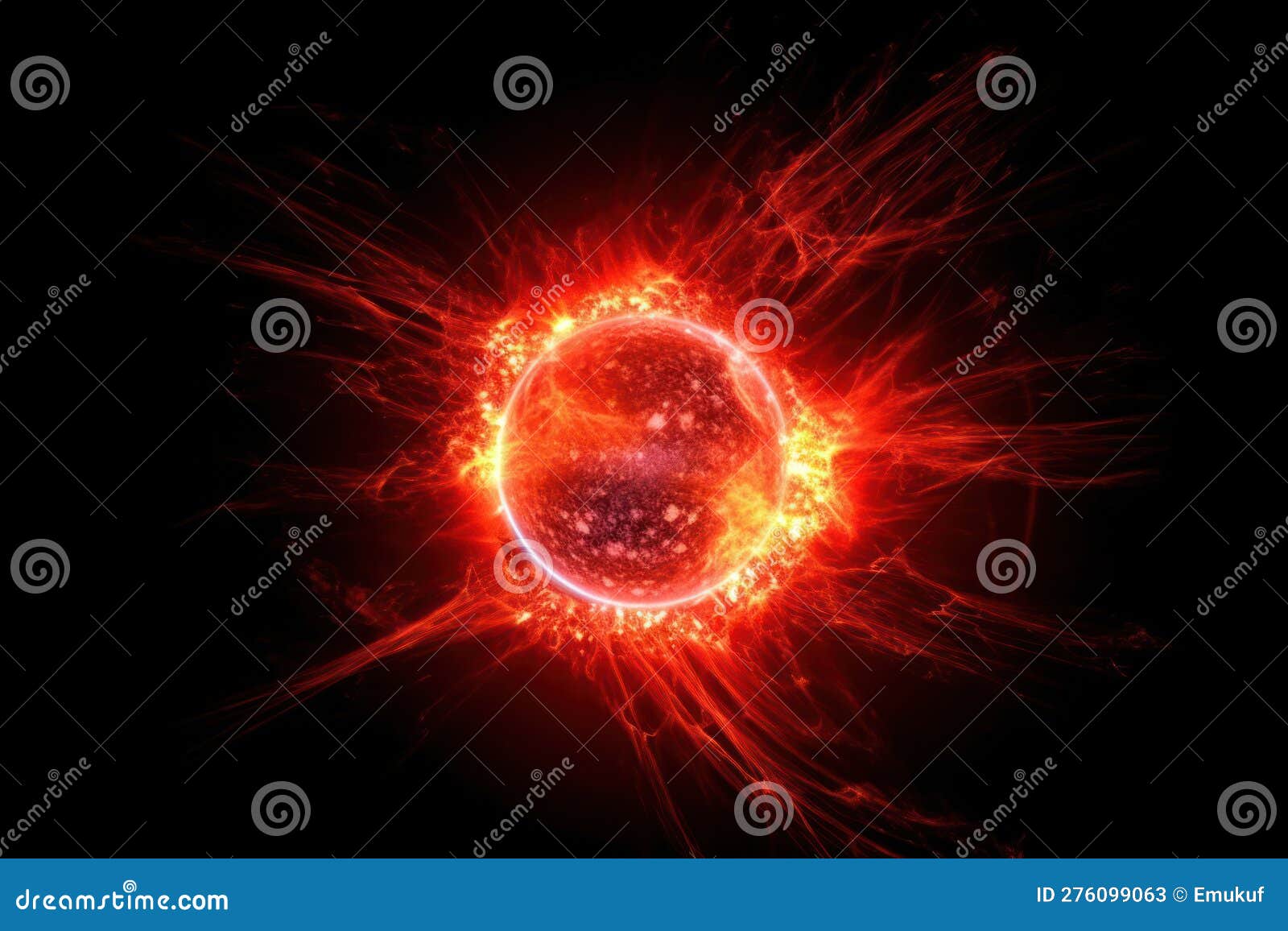 Red Sun Solar Flares Generative Ai Stock Illustration - Illustration of ...