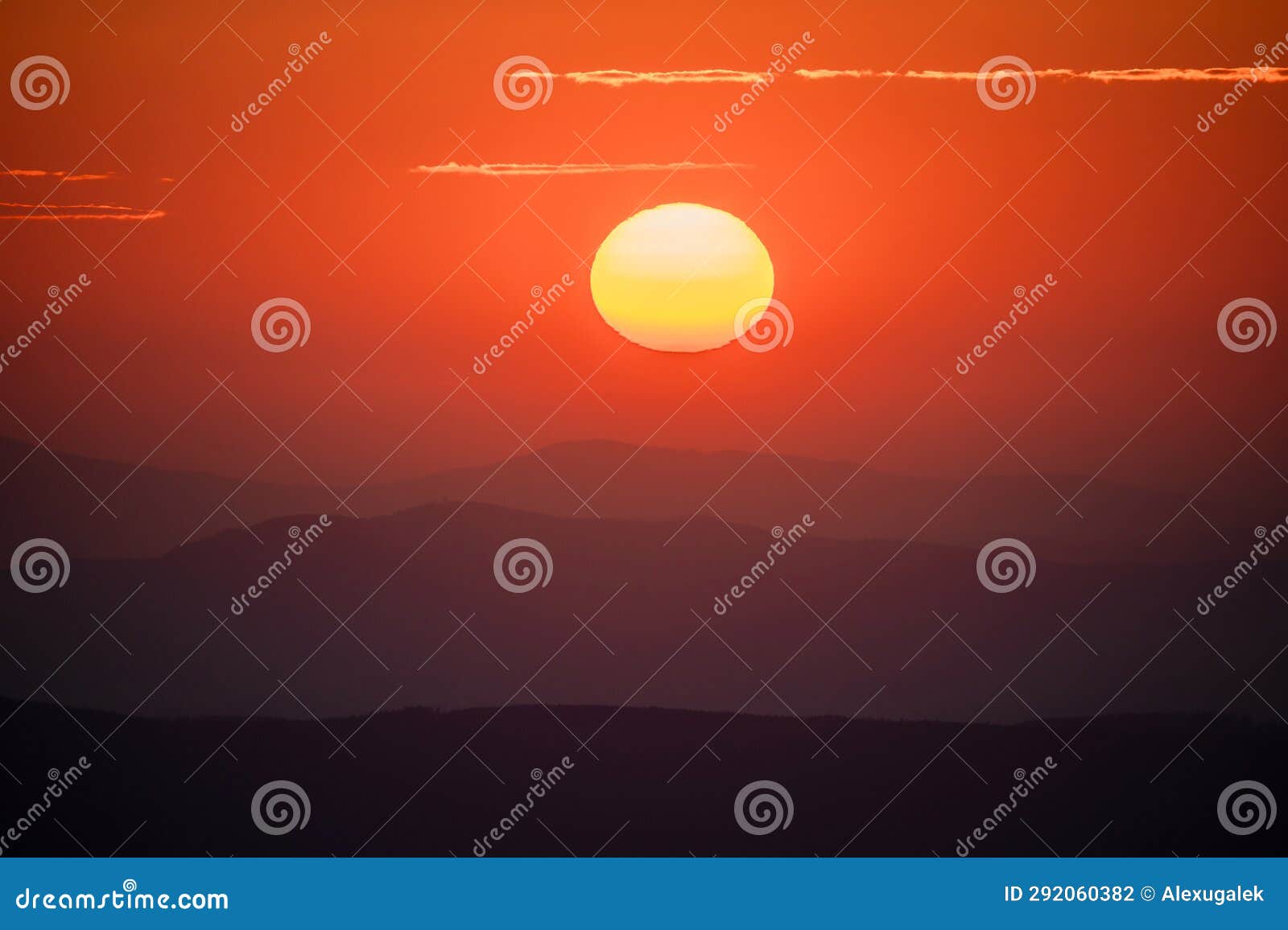 Red sun at sunrise stock photo. Image of light, view - 292060382