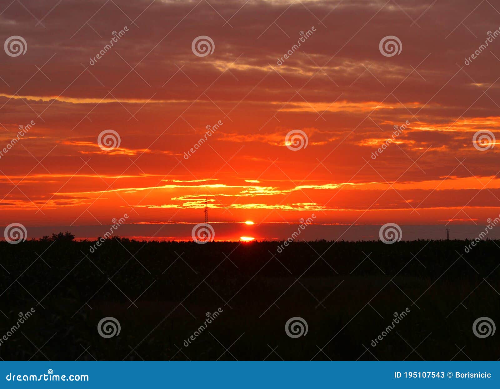 Red sun at sunset stock image. Image of sunset, colorful - 195107543