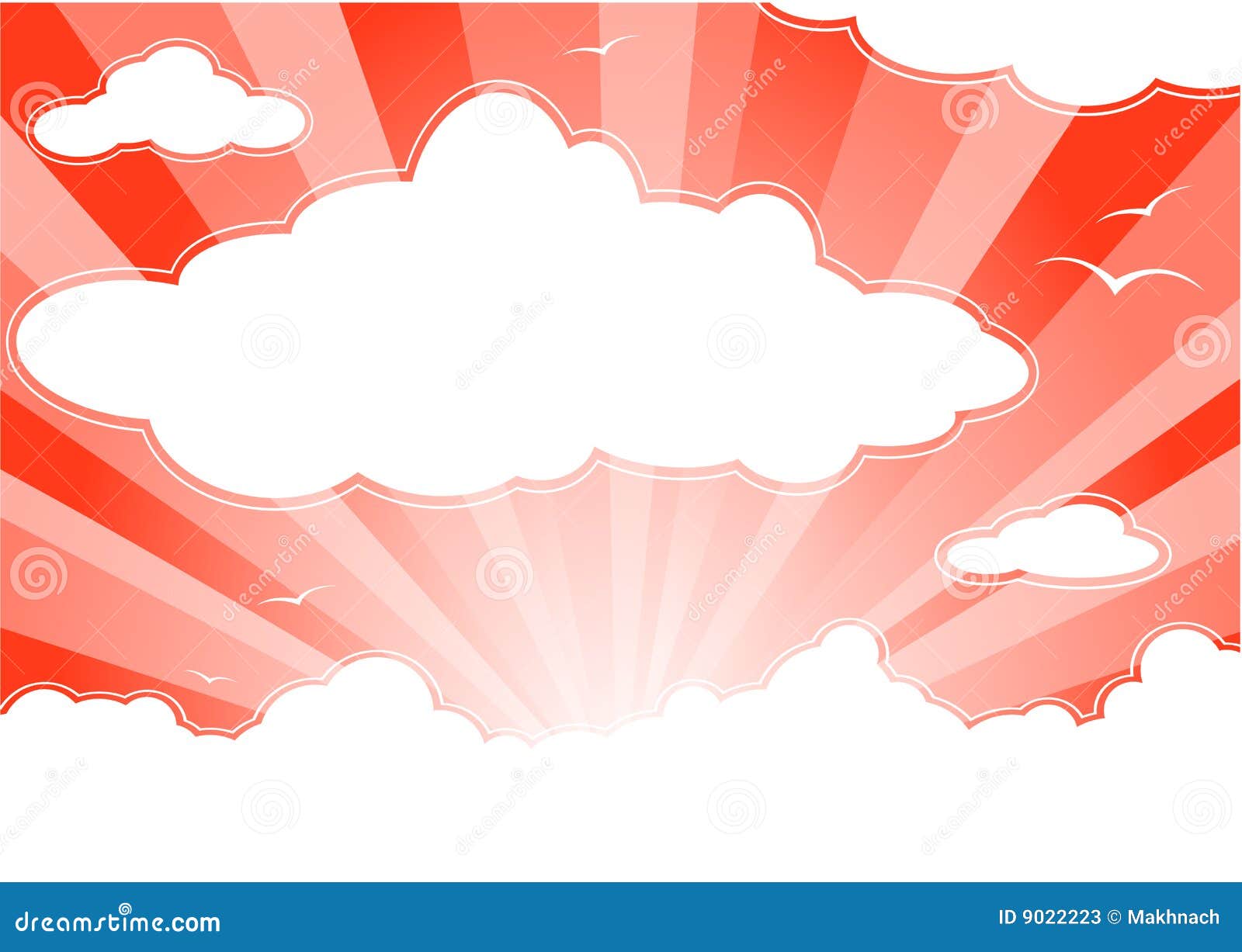 Red sunny sky with clouds stock vector. Illustration of painting - 9022223