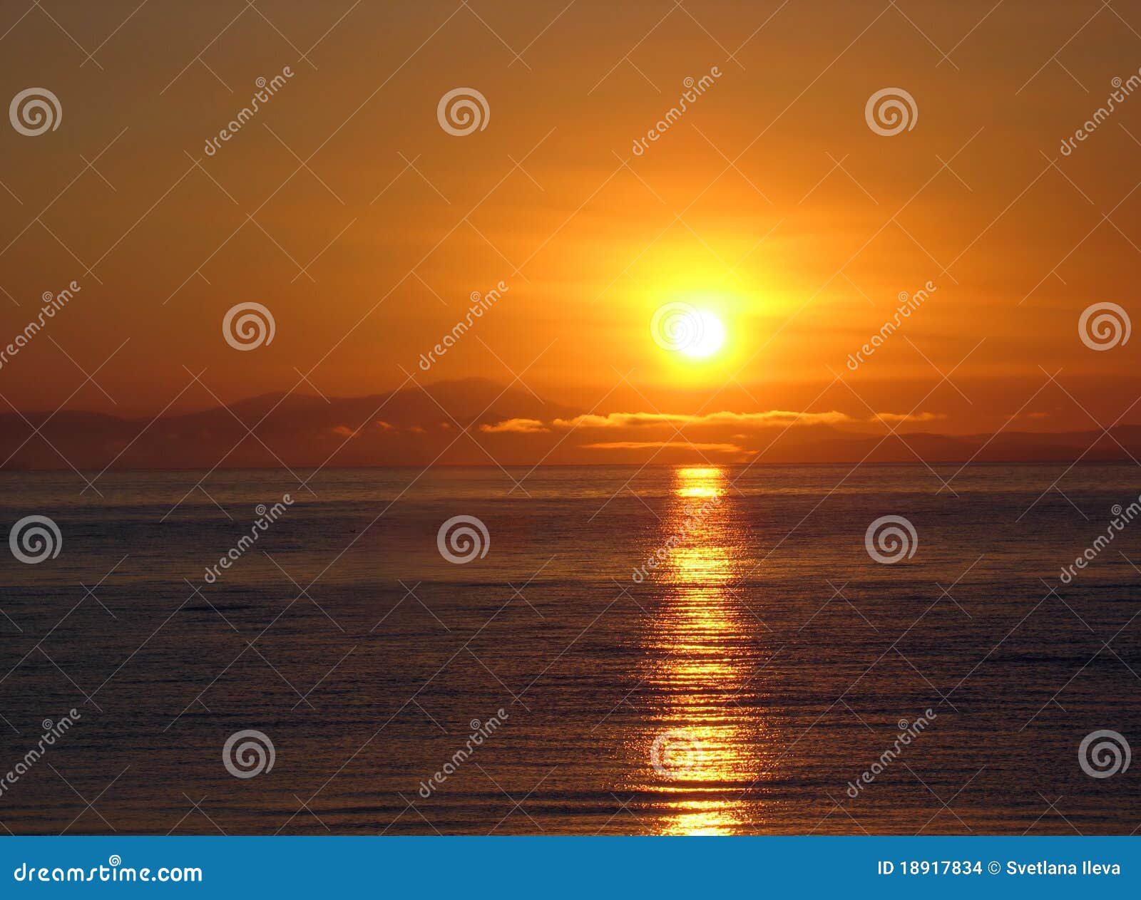 Red sunrise at Japan sea. stock photo. Image of morning - 18917834