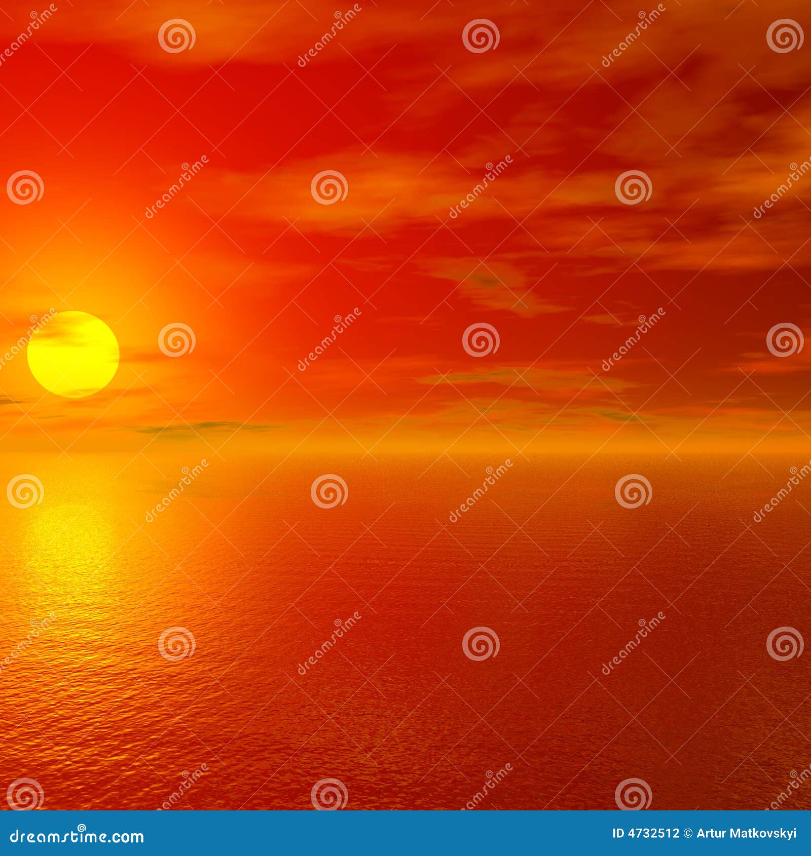 Red sunset stock illustration. Illustration of beach, render - 4732512