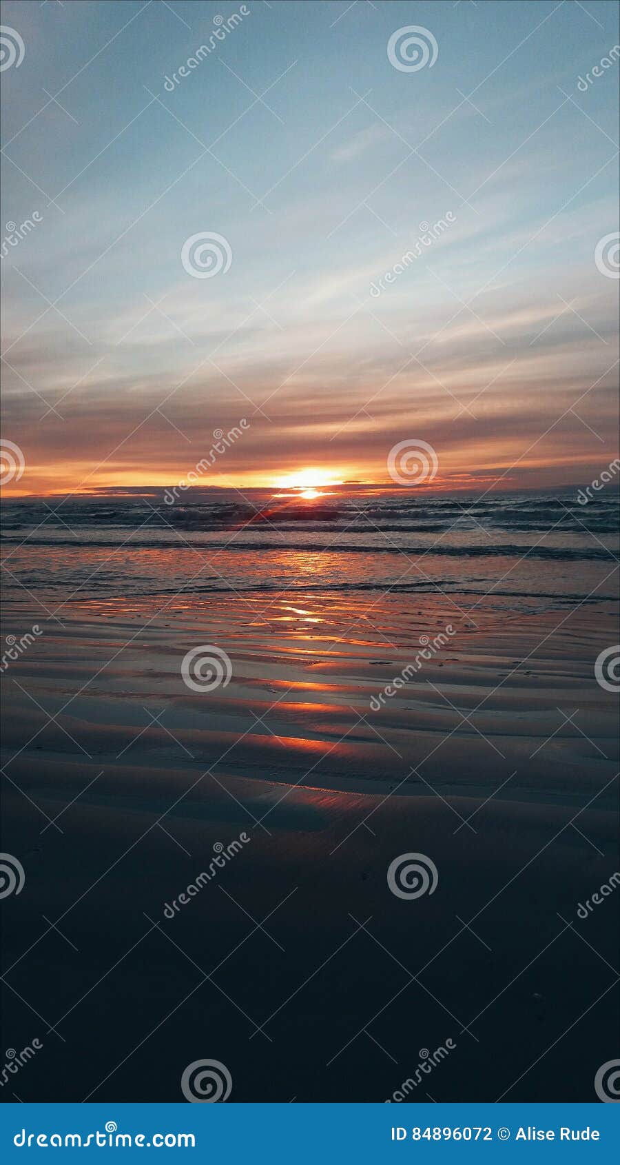 Red sunset stock photo. Image of waves, sunset, beach - 84896072