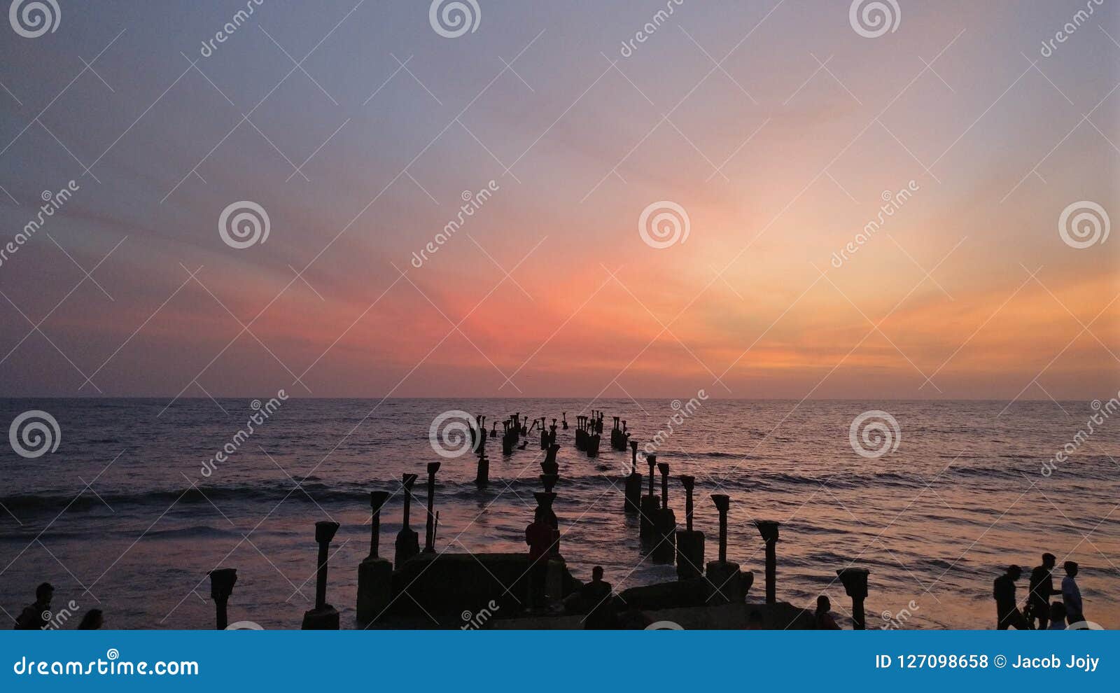 Red Sunset at the beach stock photo. Image of sunset - 127098658