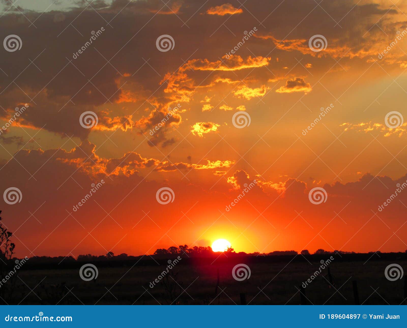 Red Sunset with Bright Clouds Stock Image - Image of bright, field ...