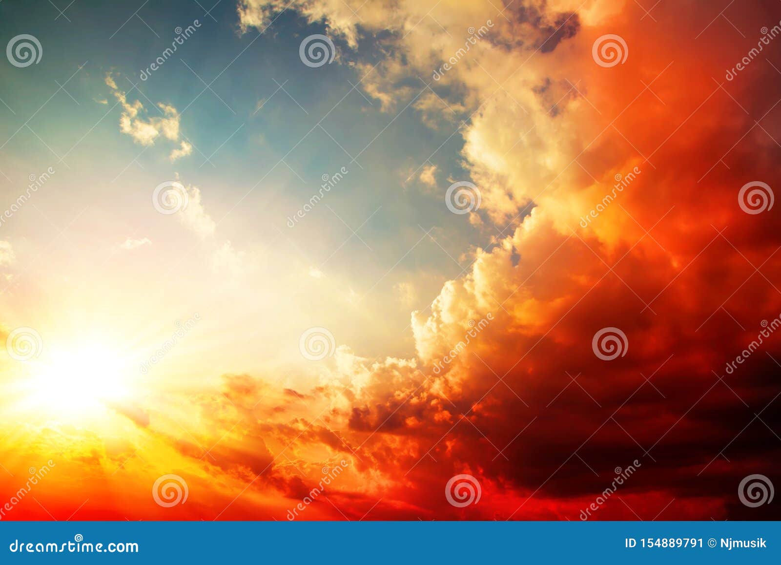 Sunset With Bright Round Sun Disk Behind Dark Clouds Royalty-Free Stock ...