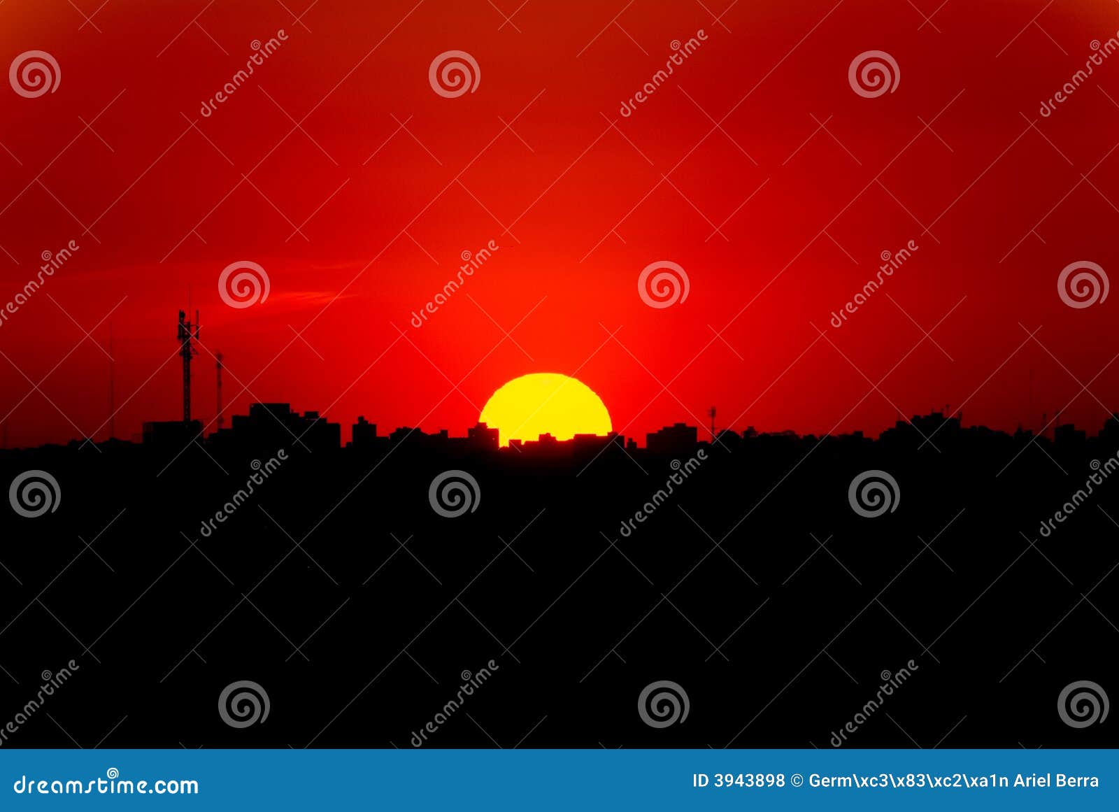 Red Sunset in the City, stock photo. Image of dawn, sunshine - 3943898